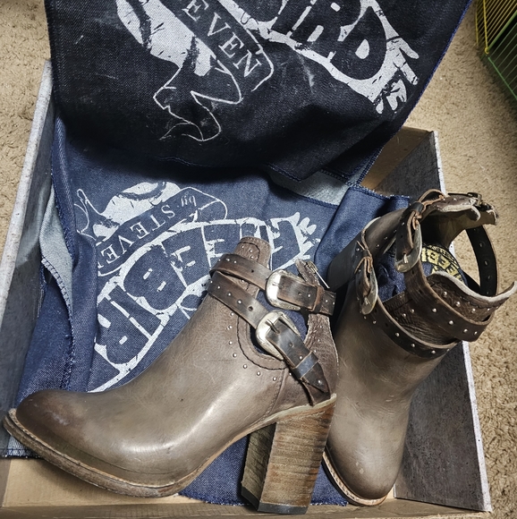 Freebird by Steven | Shoes | Freebird By Steven Lion Rainbow Boots Strappy Booties Stacked Heel ...